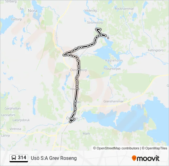 314 Route: Schedules, Stops & Maps - Usö S:A Grev Roseng (Updated)