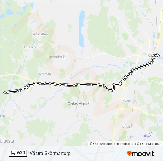 620 Route: Schedules, Stops & Maps - Västra Skärmartorp (Updated)
