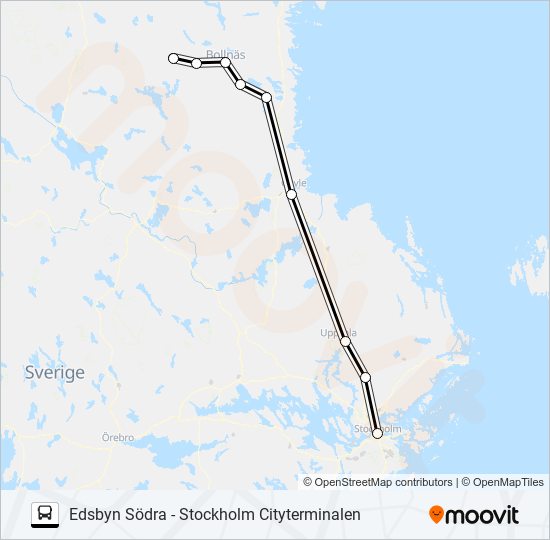 edsbyn södra stockholm cityterminalen Rutt: Tidtabeller, Hållplatser ...