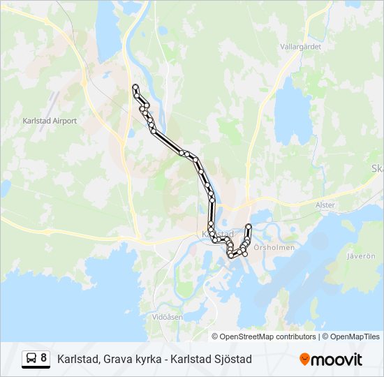 8 Rutt: Tidtabeller, Hållplatser & Kartor - Karlstad Sjöstad (Uppdaterat)