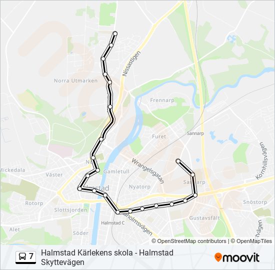 7 Route: Schedules, Stops & Maps - Halmstad Skyttevägen (Updated)