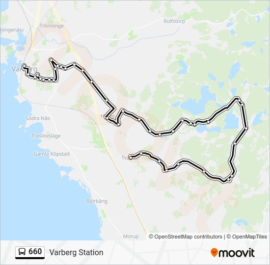 660 Rutt: Tidtabeller, Hållplatser & Kartor - Varberg Station (Uppdaterat)