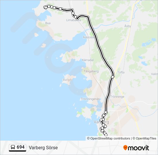 694 Rutt: Tidtabeller, Hållplatser & Kartor - Varberg Sörse (Uppdaterat)