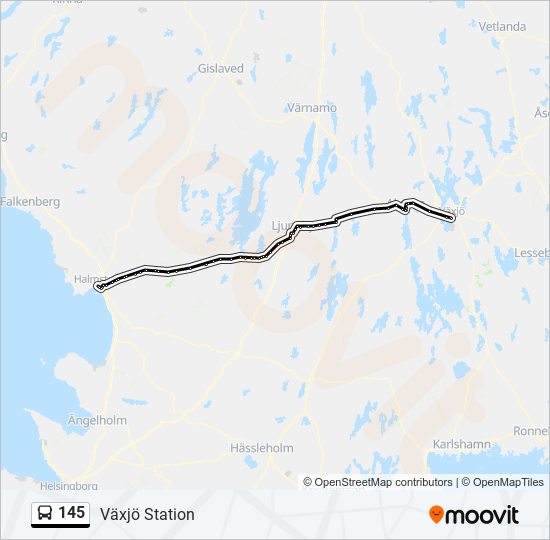 145 Rutt: Tidtabeller, Hållplatser & Kartor - Växjö Station (Uppdaterat)