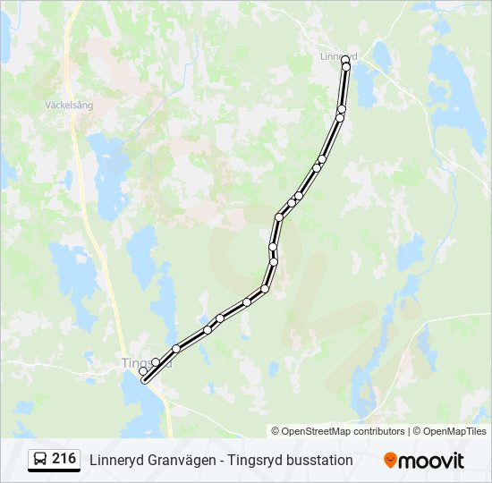 216 Rutt: Tidtabeller, Hållplatser & Kartor - Linneryd Granvägen ...