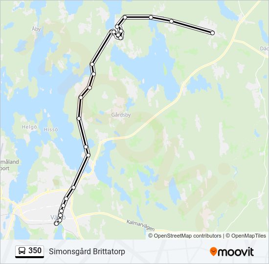350 Rutt: Tidtabeller, Hållplatser & Kartor - Simonsgård Brittatorp ...