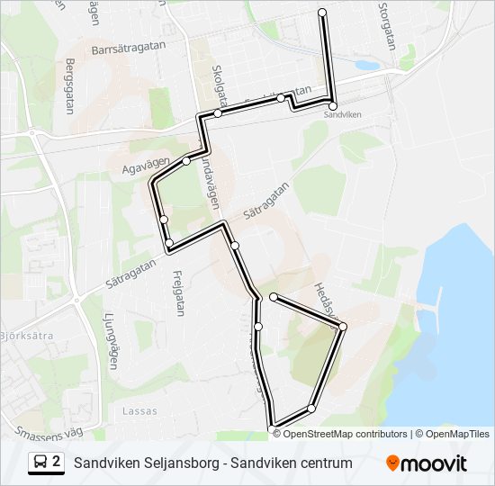 2 Rutt: Tidtabeller, Hållplatser & Kartor - Sandviken Centrum (Uppdaterat)