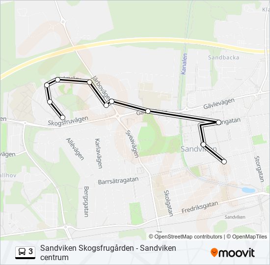 3 Route: Schedules, Stops & Maps - Sandviken Centrum (Updated)
