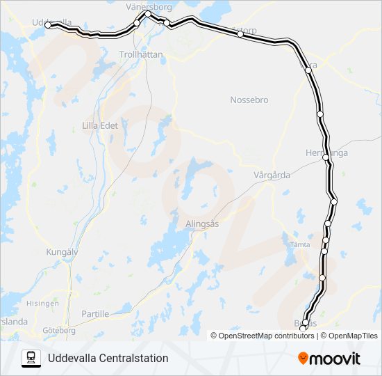 VÄSTTÅGEN Route: Schedules, Stops & Maps - Uddevalla Centralstation ...