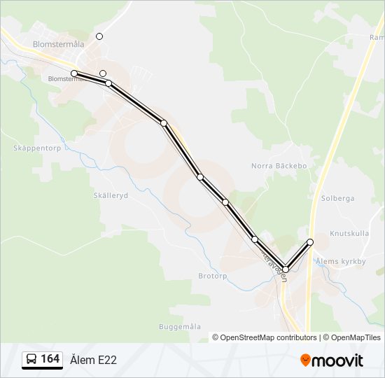 164 Rutt: Tidtabeller, Hållplatser & Kartor - Ålem E22 (Uppdaterat)