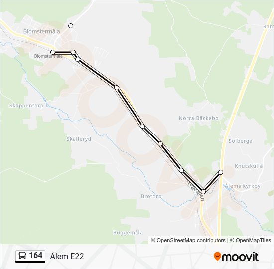 164 Rutt: Tidtabeller, Hållplatser & Kartor - Ålem E22 (Uppdaterat)