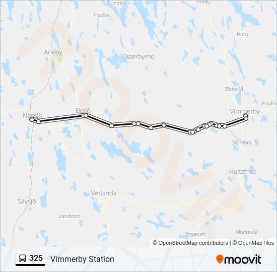 325 Rutt: Tidtabeller, Hållplatser & Kartor - Vimmerby Station (Uppdaterat)
