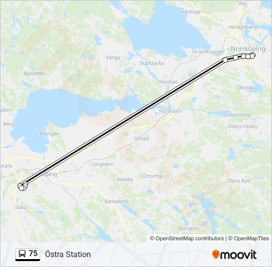 75 Rutt: Tidtabeller, Hållplatser & Kartor - Östra Station (Uppdaterat)