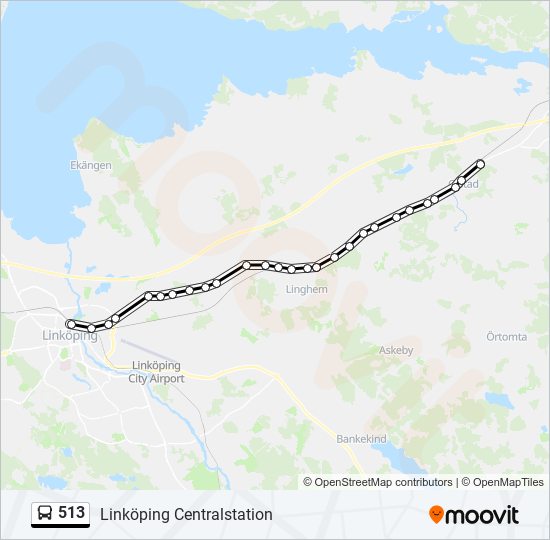 513 Rutt: Tidtabeller, Hållplatser & Kartor - Linköping Centralstation ...