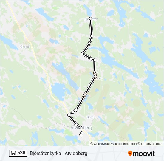 538 Rutt: Tidtabeller, Hållplatser & Kartor - Björsäter Kyrka (Uppdaterat)