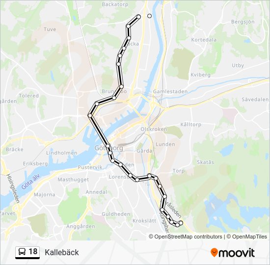 18 Route: Schedules, Stops & Maps - Kallebäck (Updated)