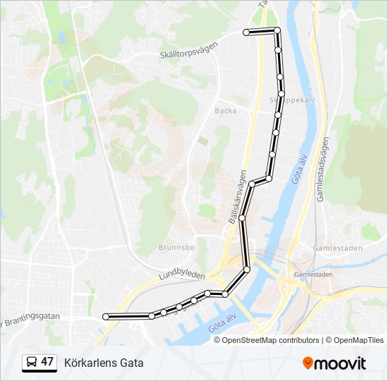 47 Route: Schedules, Stops & Maps - Körkarlens Gata (Updated)