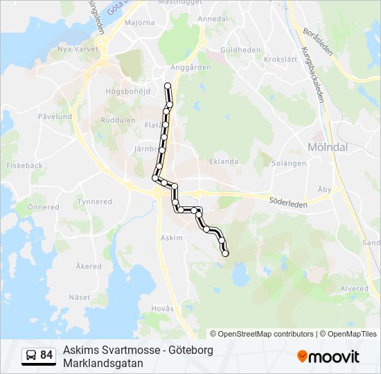 84 Route: Schedules, Stops & Maps - Göteborg Marklandsgatan (Updated)