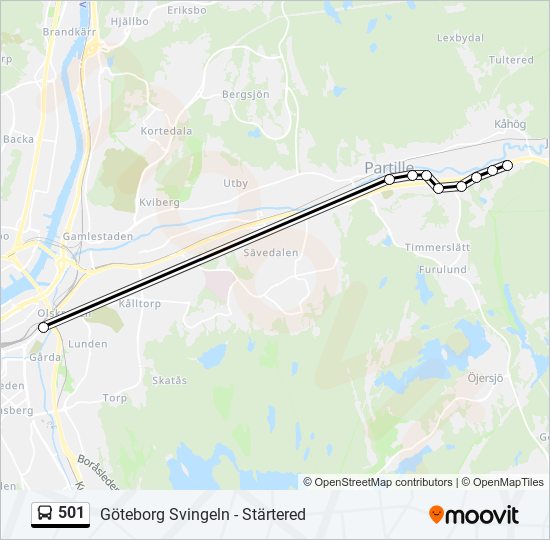 501 Rutt: Tidtabeller, Hållplatser & Kartor - Stärtered (Uppdaterat)