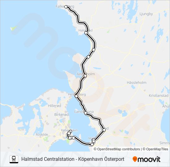 öresundståg Rutt: Tidtabeller, Hållplatser & Kartor - Falkenberg ...