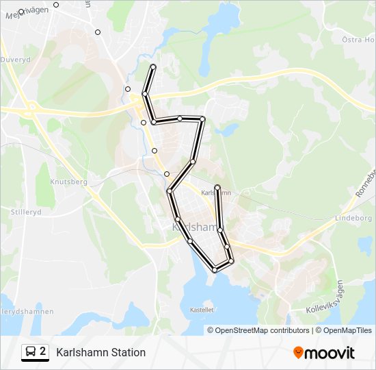 2 Rutt: Tidtabeller, Hållplatser & Kartor - Karlshamn Station (Uppdaterat)