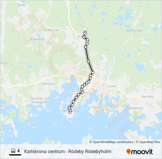 4 Rutt: Tidtabeller, Hållplatser & Kartor - Karlskrona Centrum (Uppdaterat)