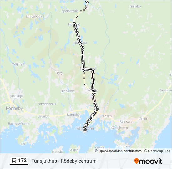 172 Rutt: Tidtabeller, Hållplatser & Kartor - Karlskrona Centrum ...