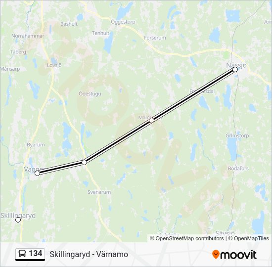 134 Route: Schedules, Stops & Maps - Nässjö Centralstation (Updated)