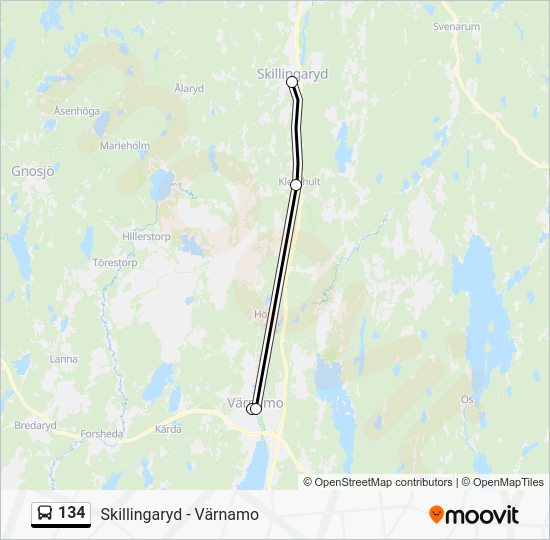 134 Route: Schedules, Stops & Maps - Skillingaryd Station (Updated)