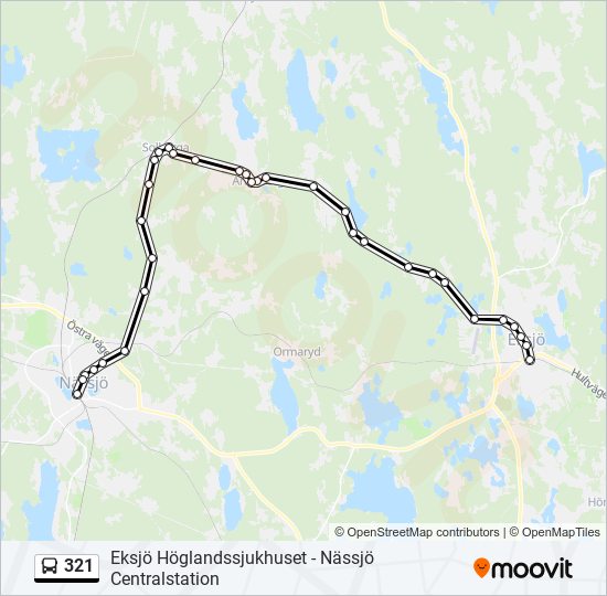 321 Rutt: Tidtabeller, Hållplatser & Kartor - Eksjö Station (Uppdaterat)