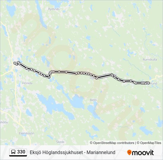 330 Rutt: Tidtabeller, Hållplatser & Kartor - Eksjö Höglandssjukhuset ...