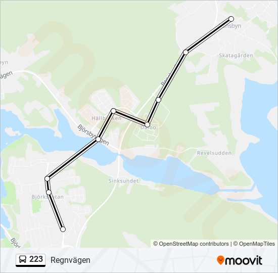 223 Rutt: Tidtabeller, Hållplatser & Kartor - Regnvägen (Uppdaterat)