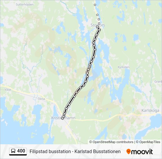 400 Rutt: Tidtabeller, Hållplatser & Kartor - Kristinehamn Station ...