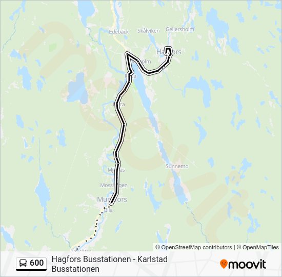 600 Route: Schedules, Stops & Maps - Munkfors Busstationen (Updated)