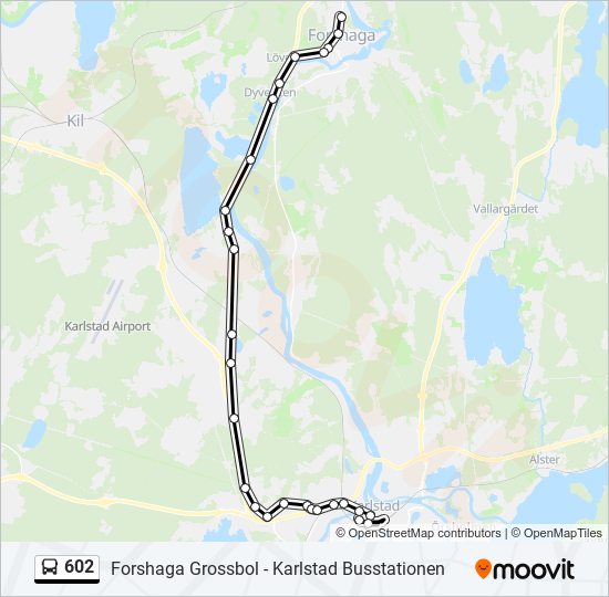 602 Rutt: Tidtabeller, Hållplatser & Kartor - Karlstad Busstationen ...
