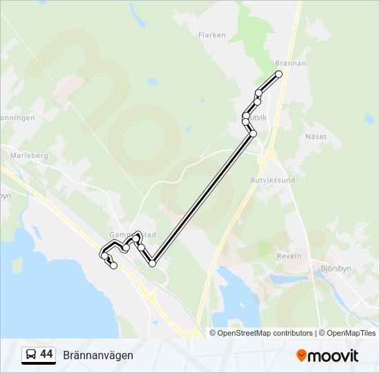 44 Route: Schedules, Stops & Maps - Brännanvägen (Updated)