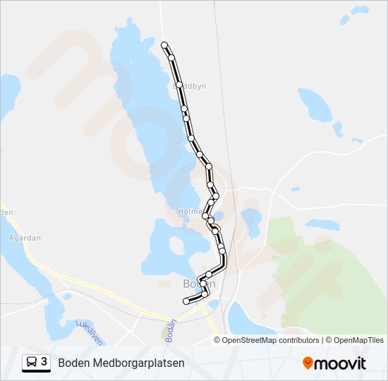 3 Route: Schedules, Stops & Maps - Boden Medborgarplatsen (Updated)
