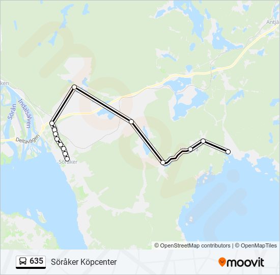 635 Rutt: Tidtabeller, Hållplatser & Kartor - Söråker Köpcenter ...