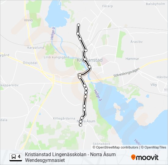 4 Route: Schedules, Stops & Maps - Kristianstad Lingenässkolan (Updated)