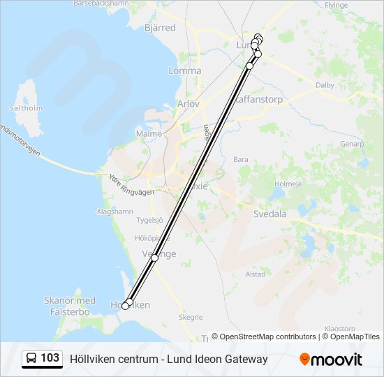 103 Rutt: Tidtabeller, Hållplatser & Kartor - Höllviken Centrum ...