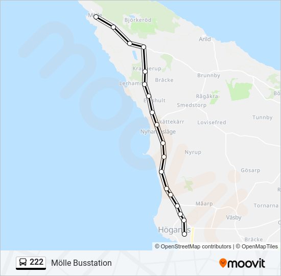222 Route: Schedules, Stops & Maps - Mölle Busstation (Updated)