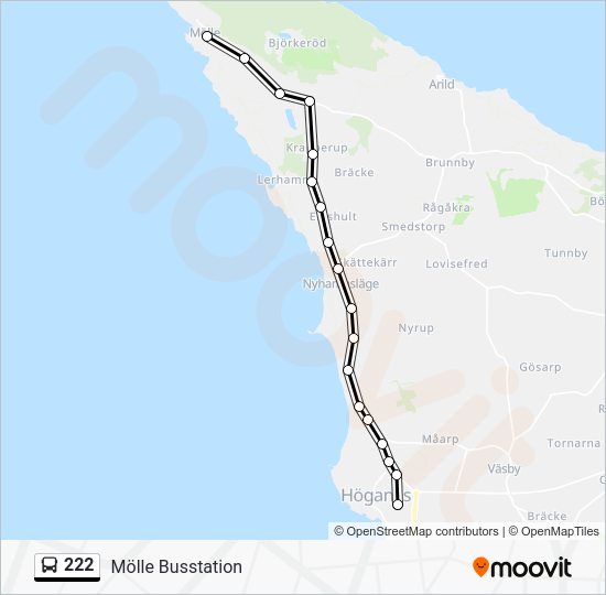 222 Route: Schedules, Stops & Maps - Mölle Busstation (Updated)