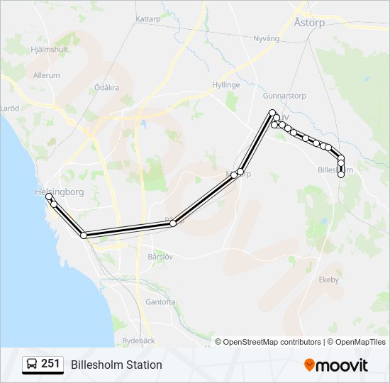 251 Rutt: Tidtabeller, Hållplatser & Kartor - Billesholm Station ...