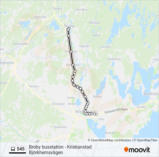 545 Rutt: Tidtabeller, Hållplatser & Kartor - Broby Busstation (Uppdaterat)