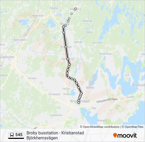 545 Route: Schedules, Stops & Maps - Kristianstad Centralstation (Updated)