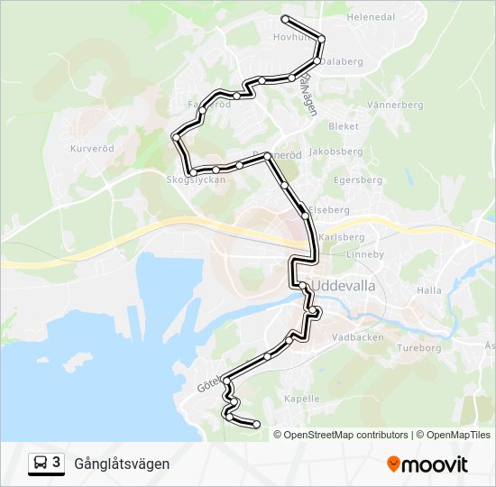 3 Route: Schedules, Stops & Maps - Gånglåtsvägen (Updated)