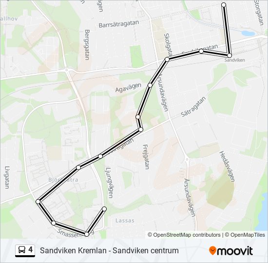 4 Route: Schedules, Stops & Maps - Sandviken Kremlan (Updated)
