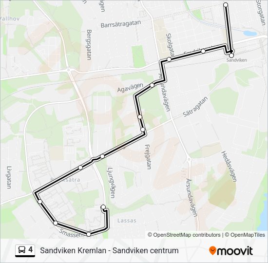 4 Route: Schedules, Stops & Maps - Sandviken Kremlan (Updated)