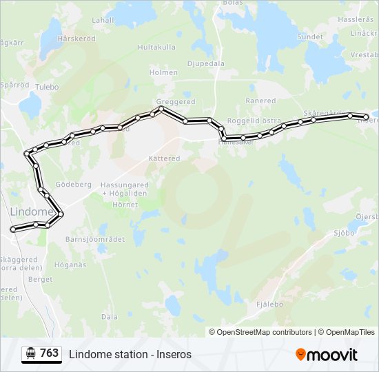 763 Rutt: Tidtabeller, Hållplatser & Kartor - Lindome Station (Uppdaterat)