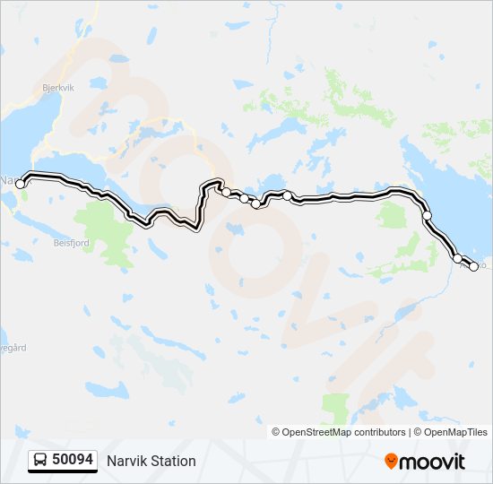 50094 Rutt: Tidtabeller, Hållplatser & Kartor - Narvik Station (Uppdaterat)